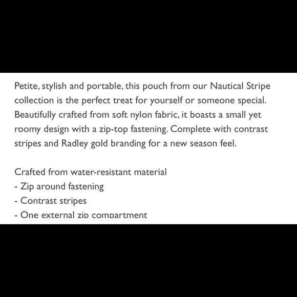 RADLEY LONDON | Bags | Nwt Radley London Nautical Stripe Pouch | Poshmark
